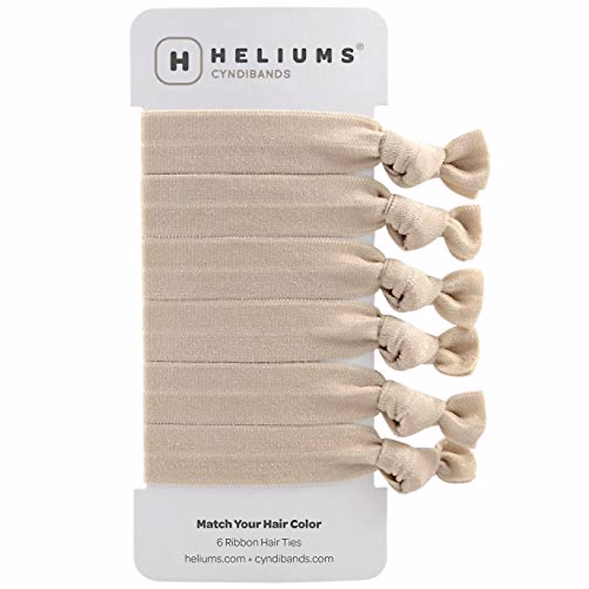 Cyndibands Match Your Hair Color Elastic Knotted Ribbon Ponytail Holders - 6 Count (Ash Blonde)