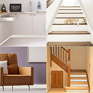 Flexible Peel and Stick Rubber Wall Base Cove Base Moulding Trim, 4 Inch Vinyl, Beige (16.4FT)