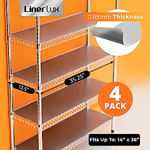 LinerLux Shelf Liners for Wire - 4 Pack Waterproof Wire Rack Shelf Liner, Durable Plastic Shelf Liner - Heavy Duty Wire Shelf Liner for Wire Shelving with Locking Tabs
