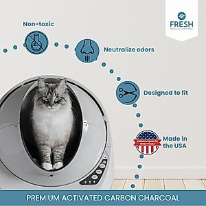 3 Pack Replacement Carbon Filters Compatible with Litter-Robot 3 – Activated Charcoal Cat Litter Box Filters Absorb & Neutralize Odor & Dust Control