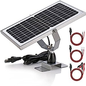 SUNER POWER 12V Solar Battery Charger Maintainer, Waterproof 10W Solar Trickle Charger, High Efficiency Solar Panel Kit, Built-in Intelligent MPPT Controller + Adjustable Bracket + SAE Cable Kits