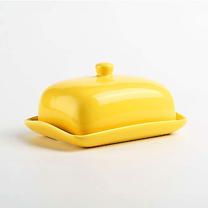 TMOST Butter Dish with Lid for countertop Ceramics Butter Keeper Container Dishwasher safe Ideal Gift for family & friends