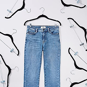 Amazon Basics Velvet, Non-Slip Skirt Clothes Hangers with Clips, Pack of 50, Black/Silver