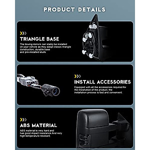 OCPTY A Pair of Towing Mirrors Replacement Fit For 1999-2007 for Ford for F250/for F350/for F450/for F550 Super Duty Pickup Tow Mirrors Power Adjusted Heated Turn Signal Light Black Housing