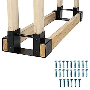 WANLISELL Firewood Log Bracket, 2 Pack Outdoor Firewood Rack Brackets Kit, Adjustable Log Rack Holder for Wood Storage