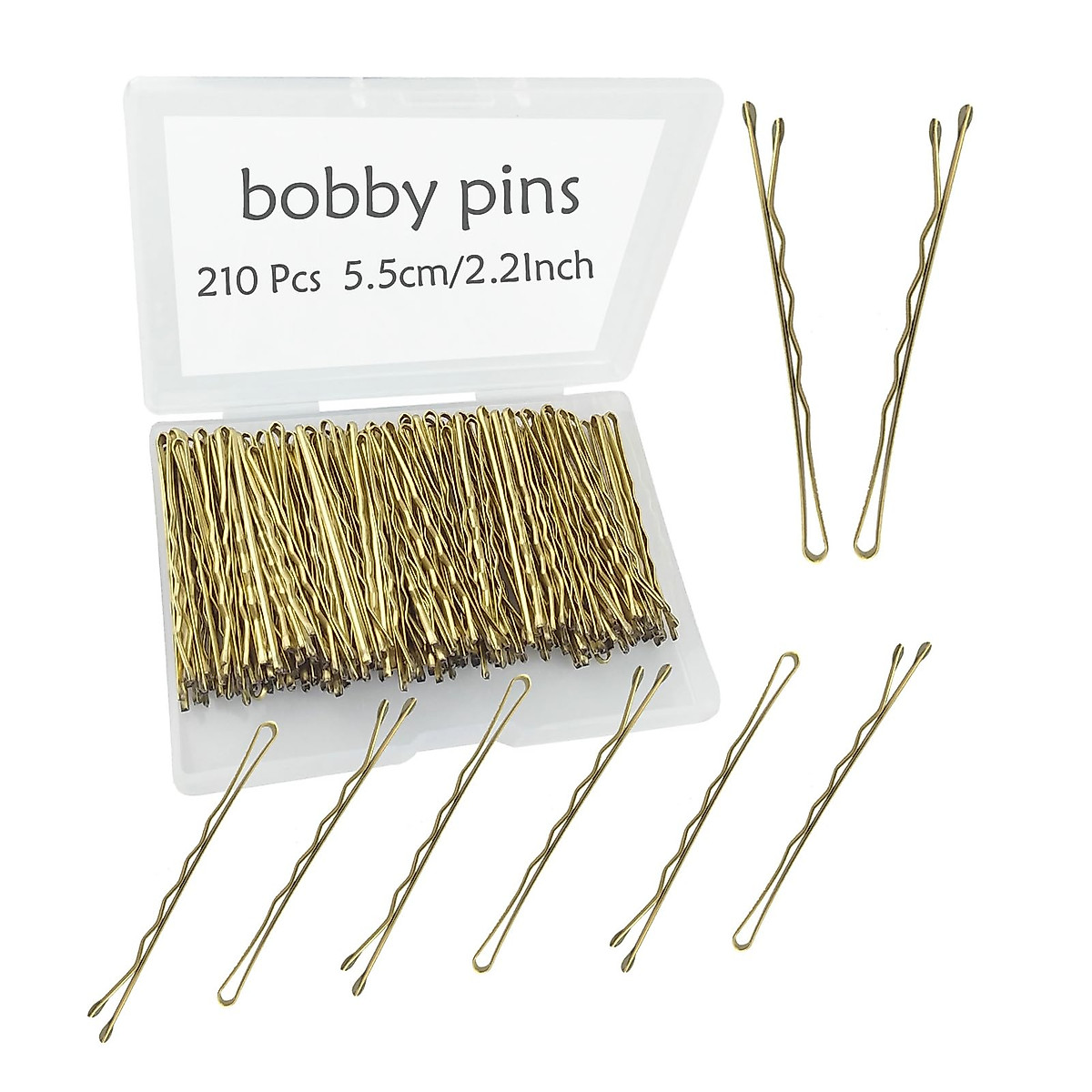 210 PCS 2.2Inch Blonde Bobby Pins for Women Girls, Super Grip Gold Hair Clips with Box, YINGFENG Reusable Non Slip Hair Pins, Suitable for All Hair Types