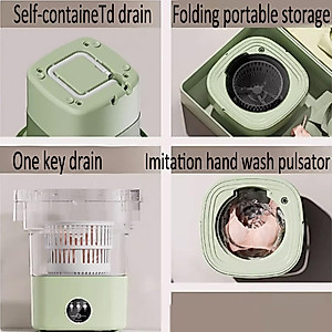 Portable Washing Machine, Mini Washing Machine Foldable, 15l Large Capacity, for Camping, Rv, Travel, Small Spaces, Lightweight and Easy to Carry (Color : Green)
