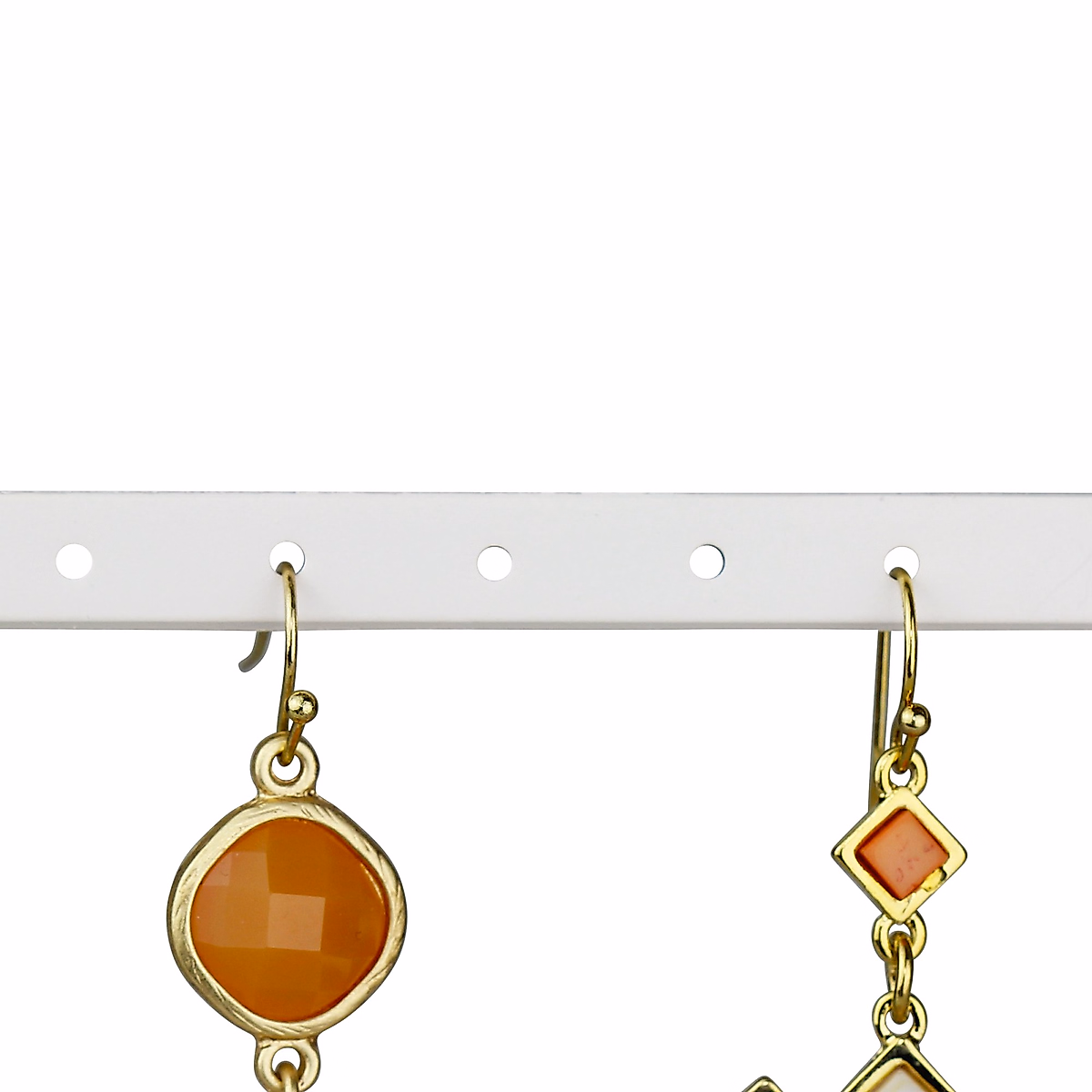 Shabby Chic Earring Holder Organizer Rack - Display Girls Hanging Jewelry on Metal Stand with Vanity Ring Dish Tray, Ivory Rose