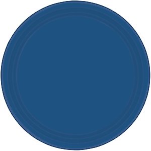 Amscan Round Dinner Plates, 10 1/2", Navy Flag Blue