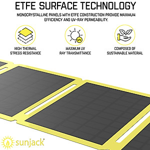 SunJack 60 Watt Foldable IP67 Waterproof ETFE Monocrystalline Solar Panel Charger with DC/USB QC3.0/ Type-C + 100W 25600mAh Power Bank for Cell Phones, Laptops, Power Stations and More