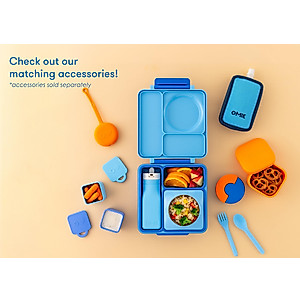 OmieBox Bento Box for Kids - Insulated Lunch Box with Leak Proof Thermos Food Jar - 3 Compartments, Two Temperature Zones (Sky Blue) (Single) (Packaging May Vary)