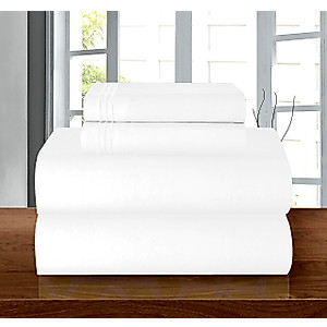 Elegant Comfort Luxury 1500 Premium Hotel Quality Microfiber 4-Piece Sheet Set - Wrinkle Resistant, All Around Elastic Fitted Sheet, Deep Pocket up to 16", Twin/Twin XL, White