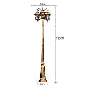 Lights Outdoor 3-Lights Country Vintage Metal Street Lights Courtyard Glass Lantern High Pole Path Column Lamp E27 Exterior Pillar Lantern IP55 Waterproof Park Community Lawn Post Light Stadium