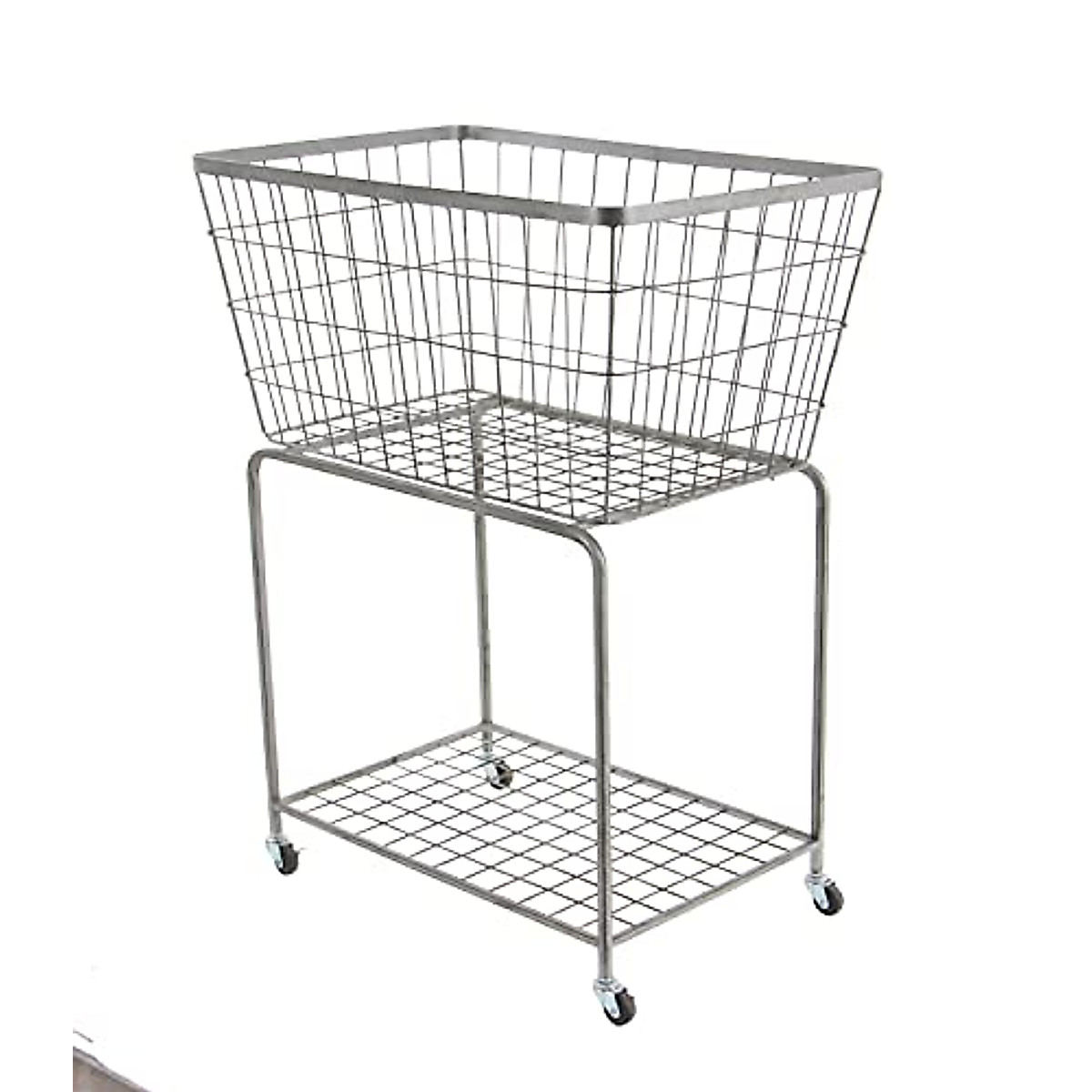 Deco 79 Metal Trapezoid Storage Cart with Wheels, 28" x 18" x 36", Gray