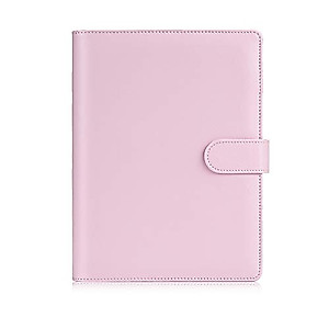 Sooez A5 Notebook Binder, 6 Ring Planner with Stylish Design, Loose Leaf Personal Organizer Binder Cover with Magnetic Buckle Closure, PU Leather Binder for Women with Macaron Colors (Pink)