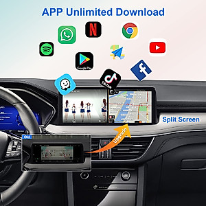 Wirless Carplay Dongle Multimedia Video Adapter Android AI Box 4+64GB for Car with Factory Wired Carplay Support Android Auto Android System USB Plug and Play (C-Touch)