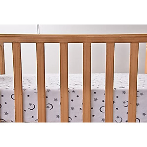 Cozy Fleece Microplush Fitted Crib Sheets, Grey/White with Moon & Stars, Grey/White with Moon & Stars