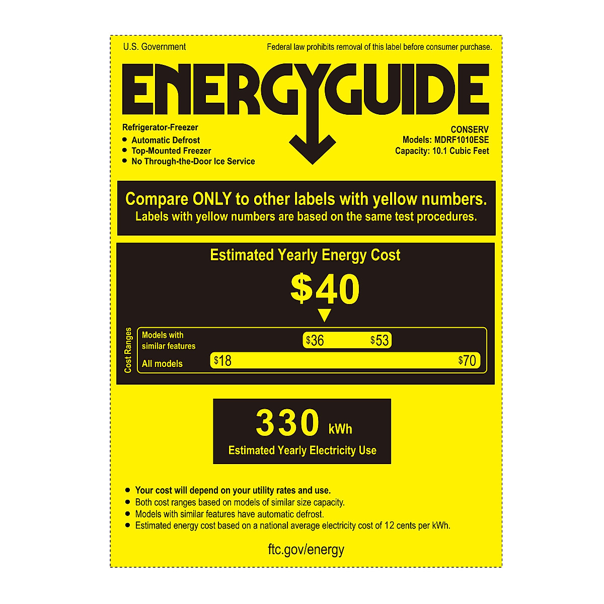 Conserv 24" Wide 10 cu.ft.Top Freezer Refrigerator Stainless