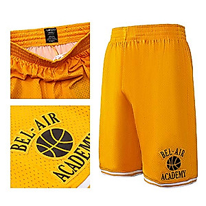 AFLGO Bel Air Academy Fresh Prince Basketball Shorts (X-Large, Yellow)