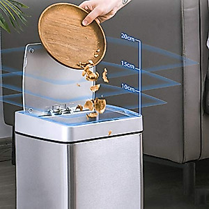 Slim Smart Trash Can Simple Induction Trash Can Household Trash Bin with Lid Smart Living Room Kitchen Large Capacity Trash Can (Silver/Gold) Bathroom Trash Can (Capacity : 22L, Color : Gold)