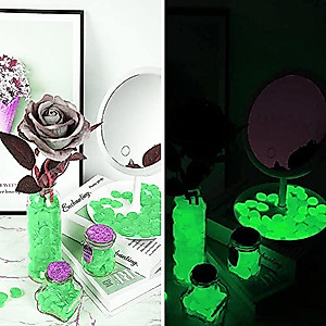 Muzero Glow in The Dark Pebbles, 100pcs Green Glowing Rocks Luminous Stone for Fish Tank, Garden Yard, Path Patio Aquariums Rocks Decor Light Up Rocks