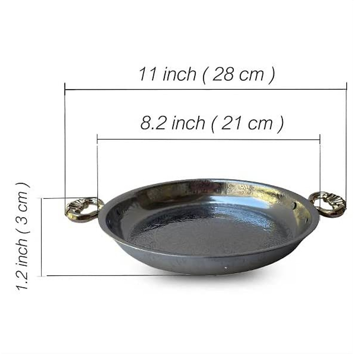Frigya Stainless Steel Patterned Pan Plate - Breakfast Indian Camping Authentic Arabic Sauce Decor Omelette 304 Quality Professional Grade Chef