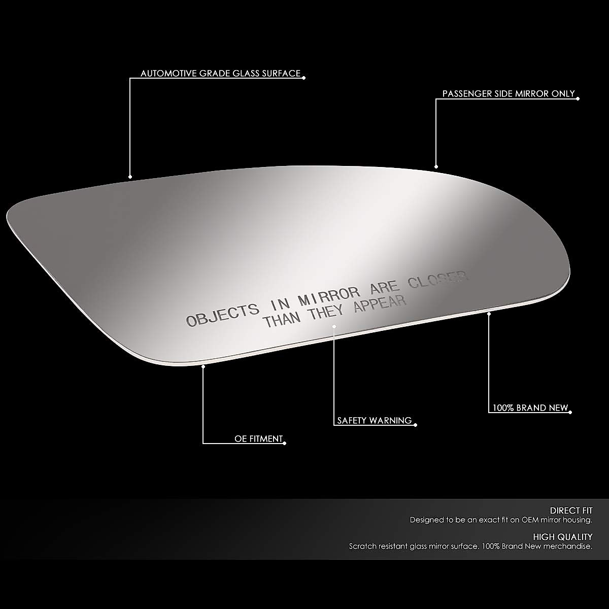 DNA MOTORING SMP-038-R Factory OE Style Right/Passenger Side Door Rear View Mirror Glass Lens [Compatible with 93-02 Pontiac Firebird]