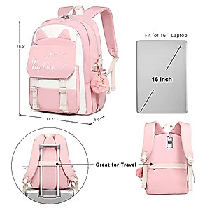 Caoroky knight Laptop Backpacks 15.6 Inch Cute School Bag Elementary Middle High School College Backpack Anti Theft Travel Daypack Large Bookbag for Teens Girls Women Students - Pink