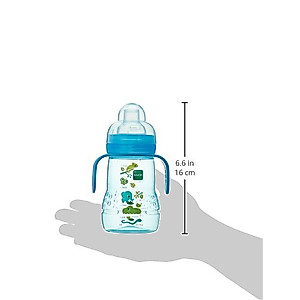 MAM Plastic Trainer Cup (1 Count), Trainer Drinking Cup with Extra-Soft Spout, Spill-Free Nipple, and Non-Slip Handles, for Boys 4+ Months, Eight Ounces, Designs May Vary