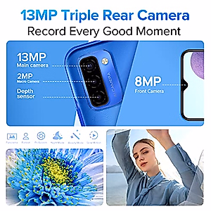 Ulefone Note 12 Unlocked Cell Phone, 4G Unlocked Smartphone, 6.82” Ultra-Large Screen with Slim Structure, 7700mAh Battery, 4+128GB, 3-Card Slot, Face Unlock/Fingerprint Recognition, Blue