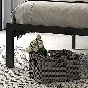 SHA CERLIN Twin Size Platform Bed Frame with Wood headboard and Metal Slats/Rustic Country Style Mattress Foundation/Box Spring Optional/Strong Metal Slats Support/Easy Assembly, Dark Brown
