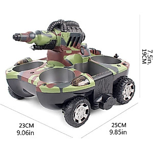 Beach Toys 360° Rotating RC Car 2.4G Remote Control Amphibious Waterproof Military Tanks and Ships RC Water Jet Deformation Fighting Vehicles Outdoor All Terrain RC Cars for Children