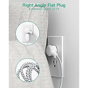 Power Strip Long Extension Cord - 10Ft Braided Extension Cord with Flat Plug, 4 Outlets and 3 USB Charging Ports, Overload Protection and Wall Mount for Home, Office