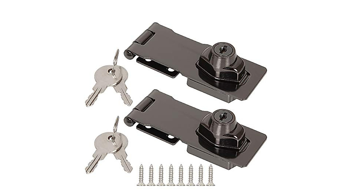 2 Pack 4 Inch Keyed Hasp Locks for Cabinets and Doors