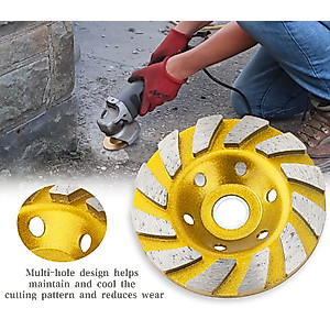 4 Inch Concrete Grinding Wheel, 6Pcs Concrete Turbo Diamond Grinding Cup Wheels for Concrete Granite Marble Masonry Stone, 12 Segs Heavy Duty Angle Grinder Wheels