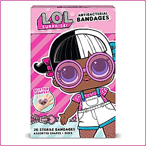 LOL Surprise! Shapes Glitter Kids Bandages, 20 CT, 3 Pack | Wear Like Stickers, Adhesive Bandages for Minor Cuts, Scrapes, Burns. Great Stocking Stuffer or White Elephant