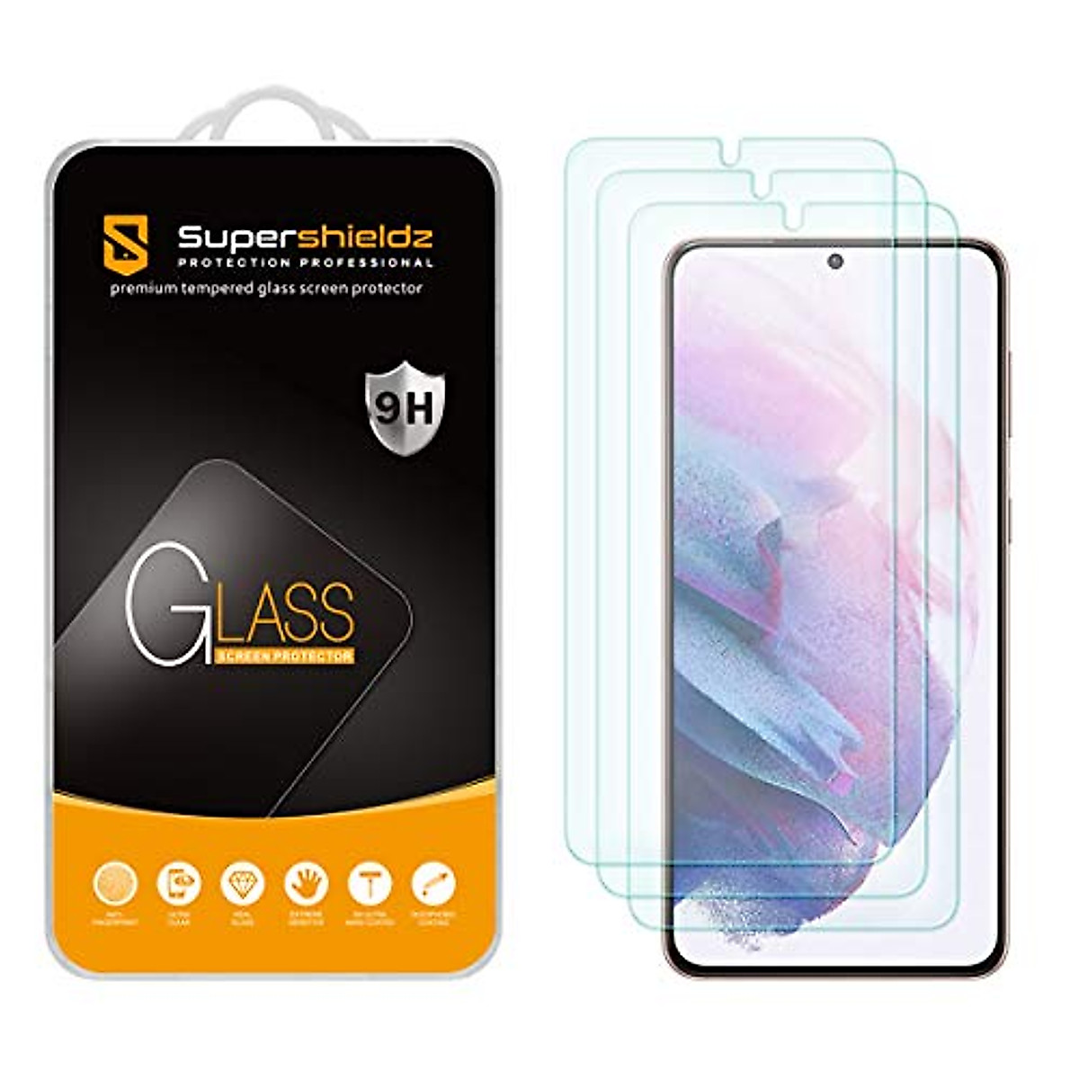(3 Pack) Supershieldz Designed for Samsung Galaxy (S21 Plus 5G) Tempered Glass Screen Protector, Anti Scratch, Bubble Free
