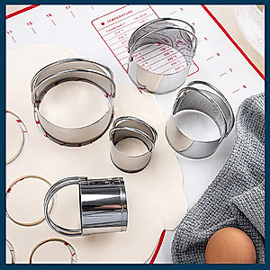 Hovico 5Pcs Biscuit Cutter Set, Stainless Steel Round Cookies Cutter Fondant Cutters with Handle for Cutting Thick or Thin Dough Stainless Steel Baking Tools Set - Flat Edge