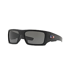 Oakley Men's OO9253 Det Cord Rectangular Sunglasses, SI Matte Black/USA Icon, 61 mm