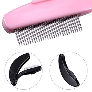 TecUnite Folding Eyelash Comb, Stainless Eyebrow Comb Eyelash and Brow Makeup Brush (3 Black and 3 Pink)