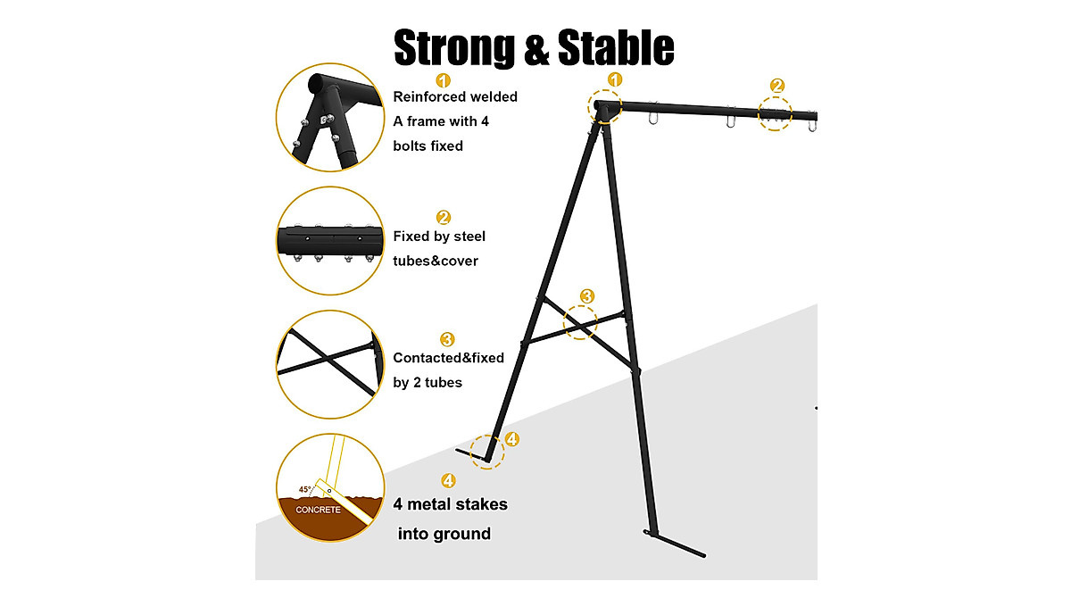 Heavy Duty Swing Stand for 2 Swings | All-Weather Steel Frame