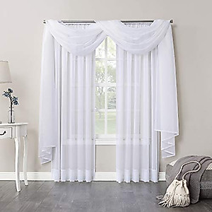 No. 918 Emily Sheer Voile Rod Pocket Curtain Panel, 59" x 84", White , 1 Panel