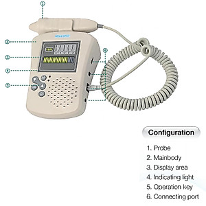 8Mhz Probe Handheld Doppler Blood Flow Rate Speed Monitor、Blood Flow Strength Detector、Detect arterial/venous Blood Flow Status and Average Blood Flow Velocity