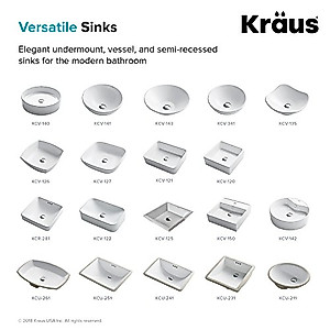 Kraus KCV-141 White Round Ceramic Bathroom Sink 15.7 Inch