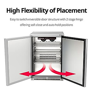 Frostronics 24 Inch 168 Cans Outdoor Beverage Refrigerator, 5.47 cu. ft. Built-in Beverage Cooler with Easy-Swap Reversible Door, 26°F Outdoor Beverage Fridge, SUS304, Lockable, ETL & NSF7 Certified