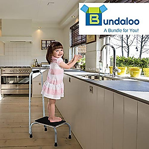 Bundaloo Support Step Stool | Best Foot Stool for Hospital Bed, Kitchen Shelving, & Bath Tub | Non-Slip Rubber Handle, Platform, & Feet for Extra Safety | for Adults & Kids in Home or Medical Setting