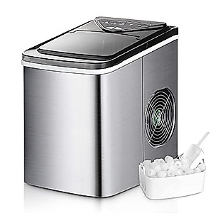 WATOOR Portable Ice Maker Machine for Countertop, 26 lbs Bullet Ice Cube in 24H, 9 Ice Cubes Ready in 6-9 Minutes,2.2L Ice Maker Machine with Ice Scoop and Basket Silver