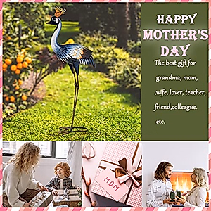 Natelf Garden Crane Statues, Standing Heron Sculptures for Outdoor, Metal Bird Yard Art for Patio Porch Backyard Lawn Decorations