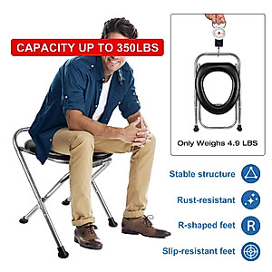 UGarden Upgraded Heavy Duty Stainless Steel Portable Toilet for Camping, Sturdy 350LBS Camp Toilet Portable, Portable Camping Toilet with Soft Seat/Toilet Bags, Black Folding Toilet for Hiking, Travel