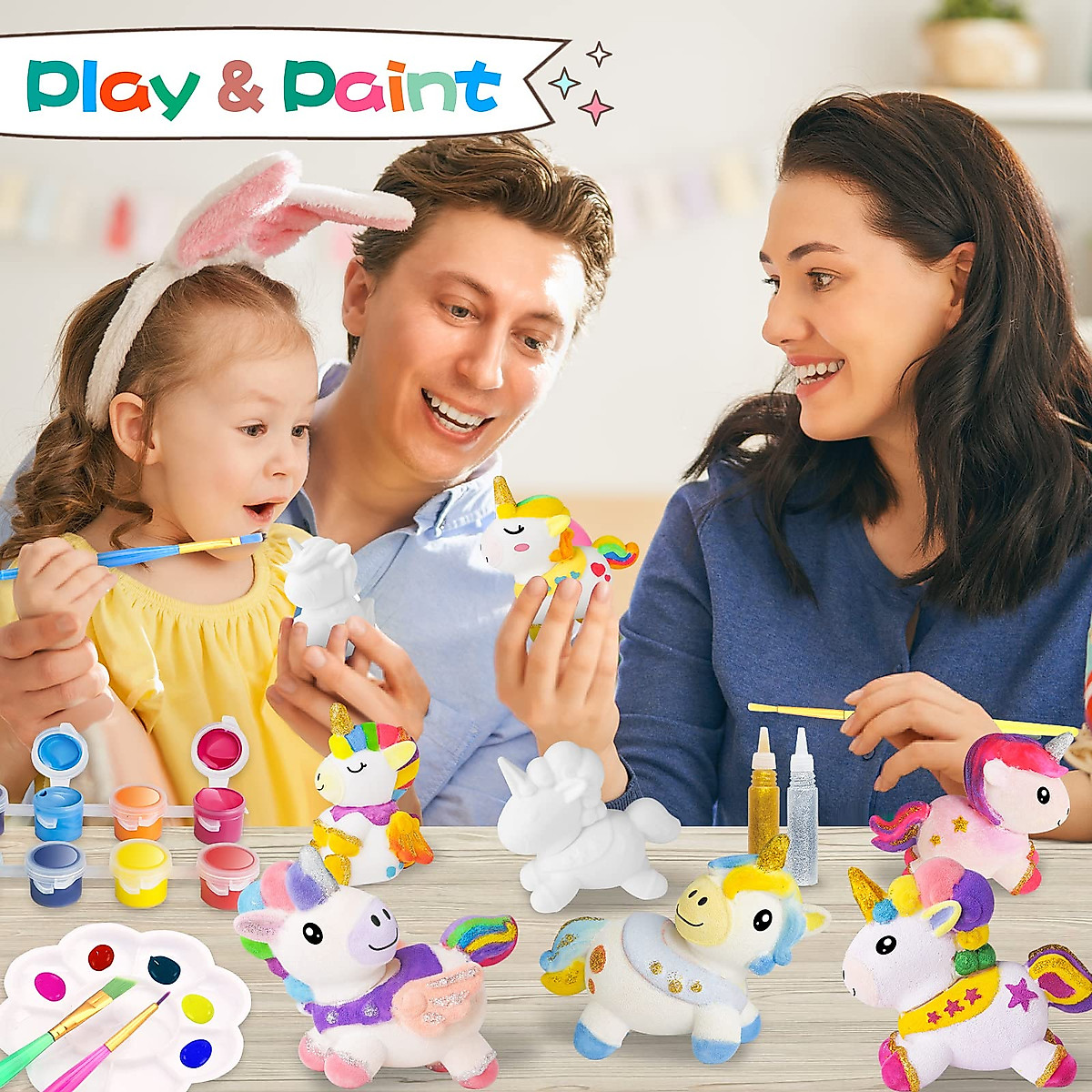 KMUYSL Unicorn Painting Kit, Arts and Crafts for Kids Ages 4-8+, Art Supplies with 8 Unicorn Figurines, Kids Toy Birthday Gifts for Boys Girls 3-5, 6-8 Years Old